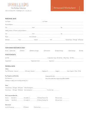 Fillable Online Personnel Worksheet Fax Email Print - pdfFiller