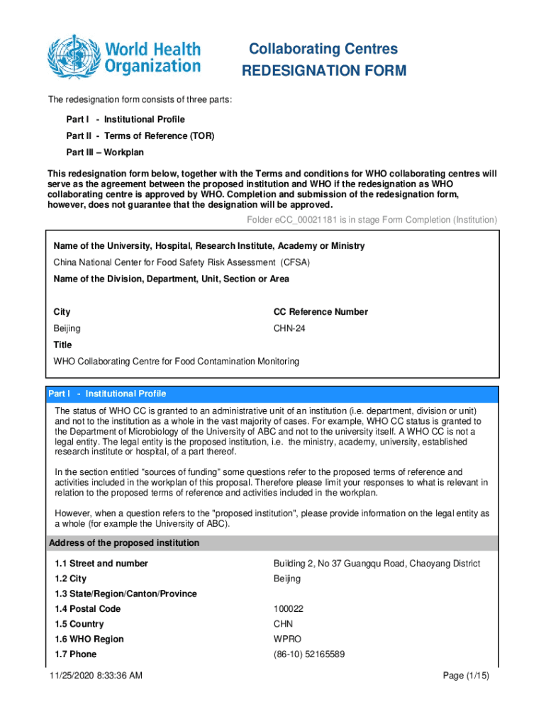 Fillable Online Collaborating Centre Designation Form ... Fax Email Print - pdfFiller