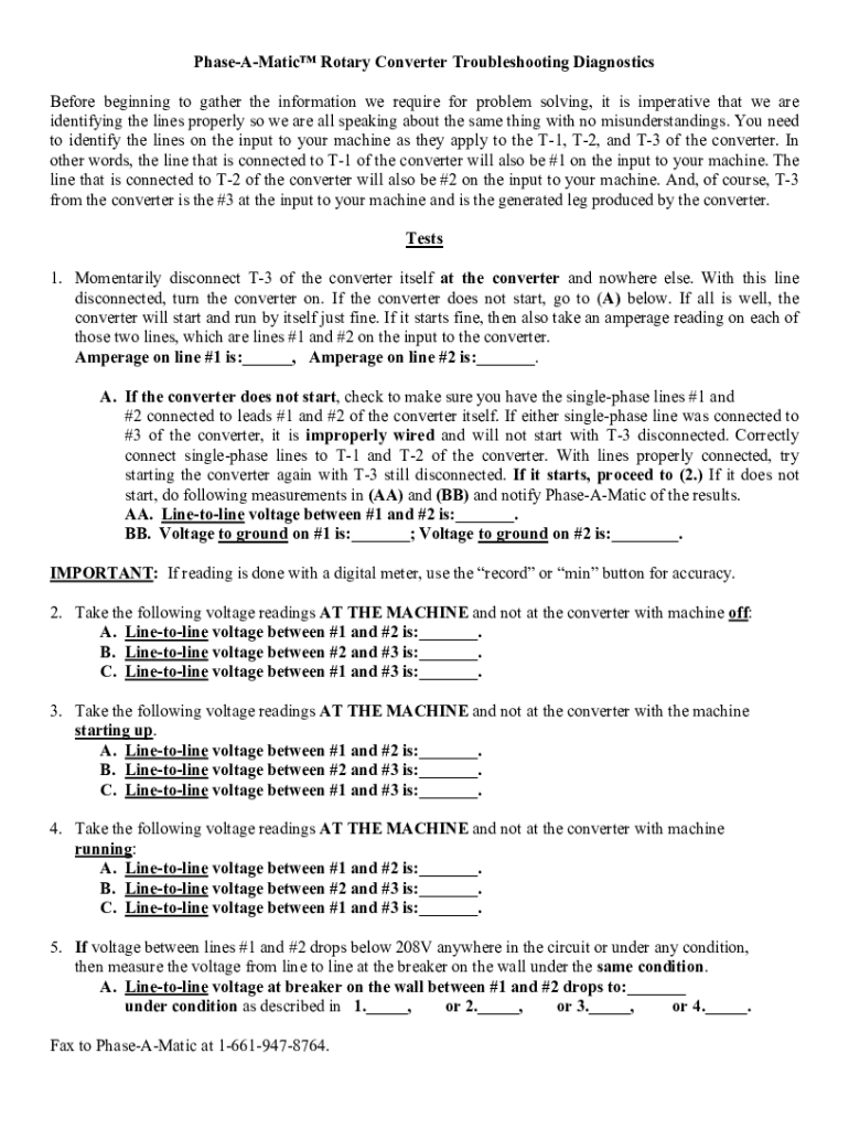 Fillable Online Get the free phase a matic troubleshooting form Fax ...