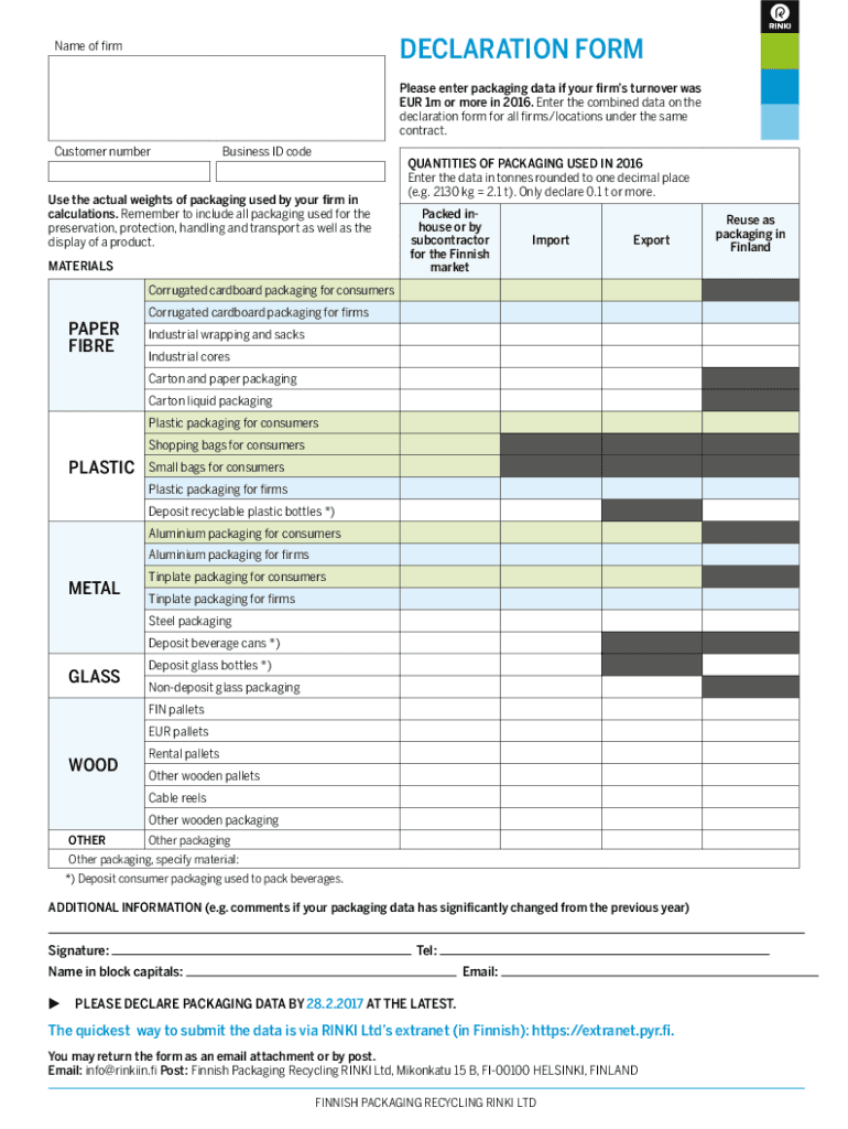 Fillable Online DECLARATION FORM Fax Email Print - pdfFiller
