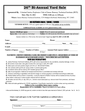 Fillable Online 26th Bi-Annual Yard Sale Fax Email Print - pdfFiller