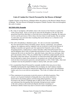 Fillable Online Code of Conduct for Church Personnel in the Diocese ...