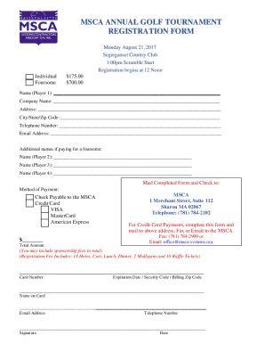 Fillable Online msca annual golff tournamentt registration form Fax ...