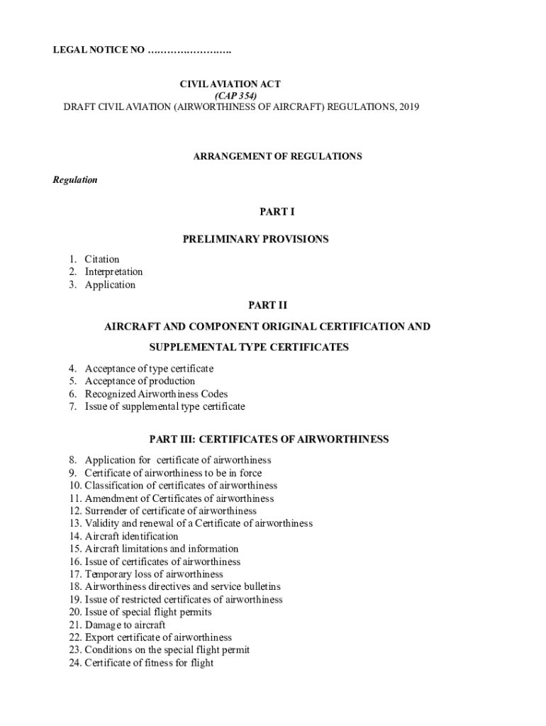 Fillable Online Draft Civil Aviation (Airworthiness of Aircraft ...
