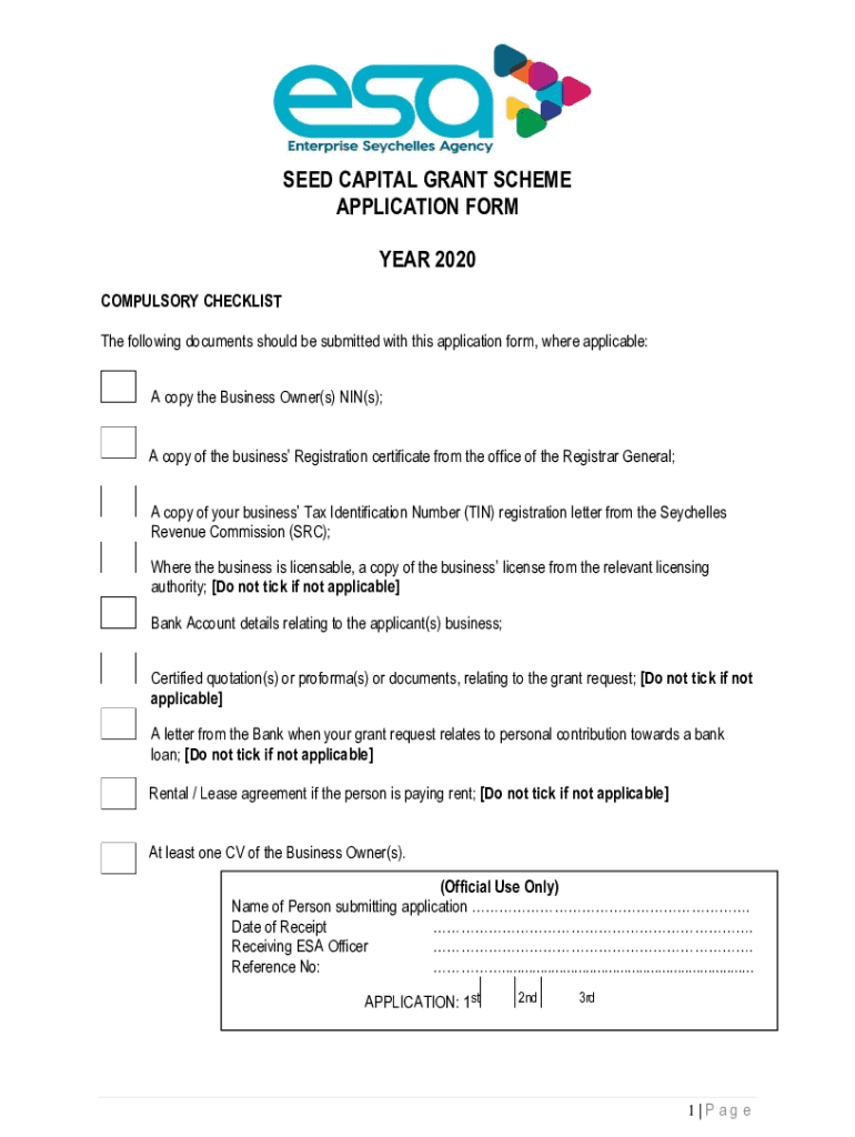 Fillable Online SEED-CAPITAL-GRANT-SCHEME-APPLICATION-FORM- ... Fax Email Print - pdfFiller