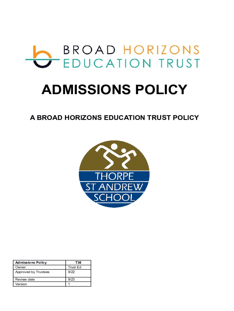 Fillable Online thorpestandrewschool org admissions policy - Thorpe St Andrew School and Sixth ...