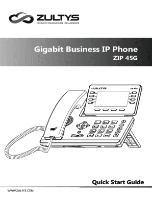 Fillable Online ZIP 45G TutorialThe Perfect Phone for the ... - Zultys ...