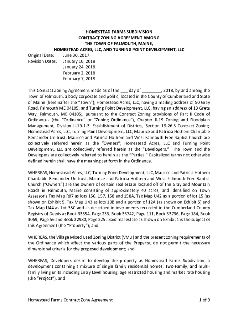 Fillable Online Homestead Farms Contract Zone Agreement 1 of 9 ...