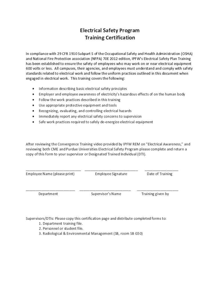 Fillable Online Arc Flash Safety Online Training Certification Course ...