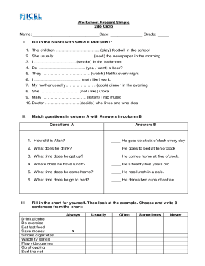 Fillable Online Worksheet Present Simple 2do Ciclo Name Fax Email Print ...