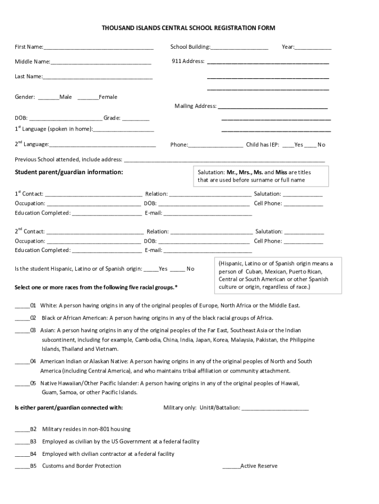 Fillable Online Thousand Islands CSD Fax Email Print - pdfFiller