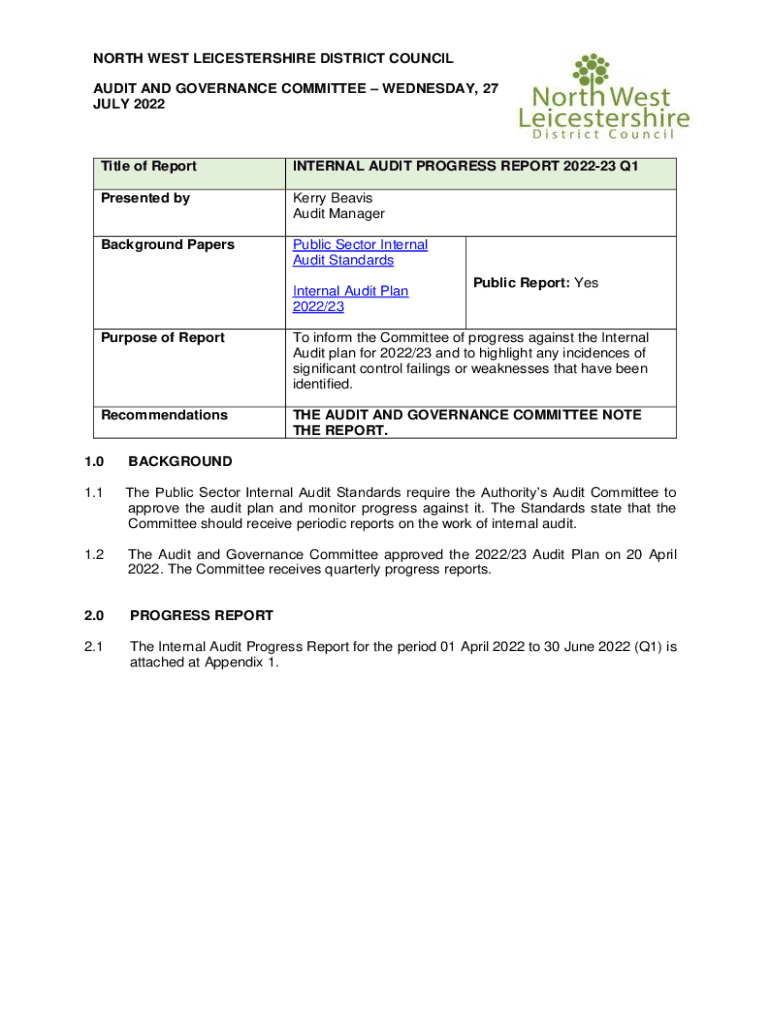 Fillable Online Internal Audit Annual Report Audit and Governance ...