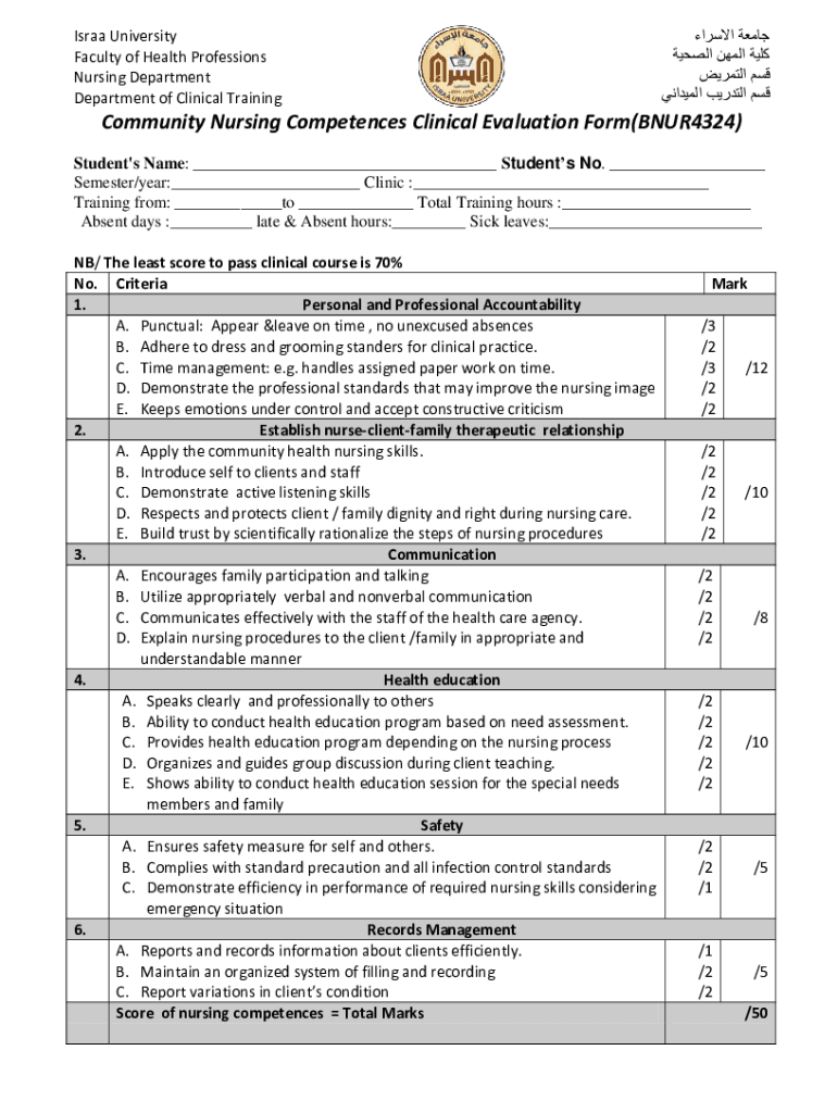Fillable Online Clinical Evaluation form NUR241S - Mercy College School ...