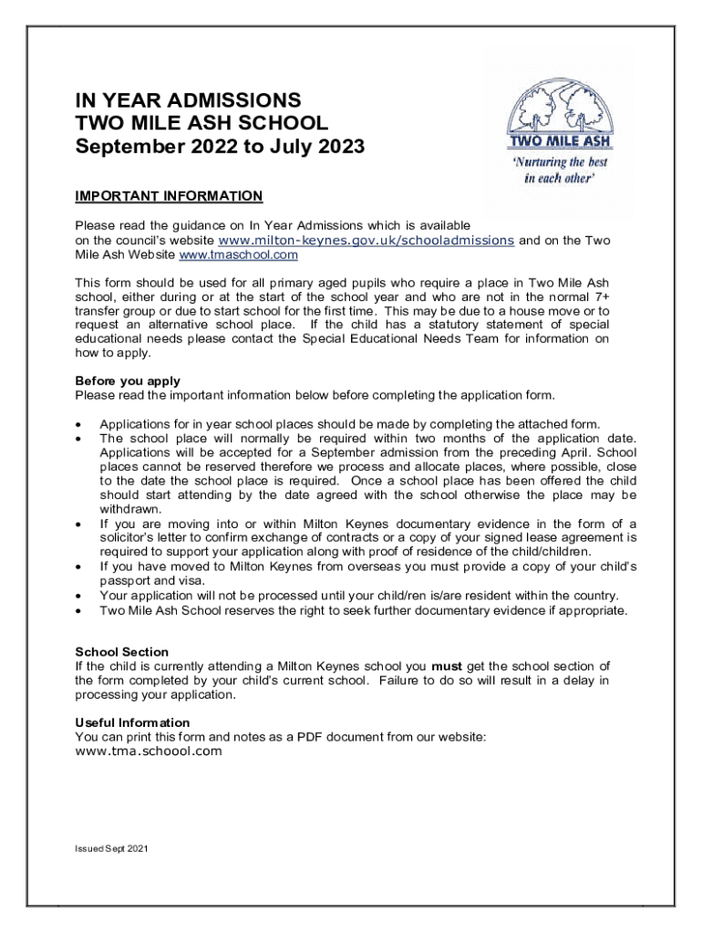 Fillable Online Applying for a secondary school place in Milton Keynes Fax Email Print - pdfFiller