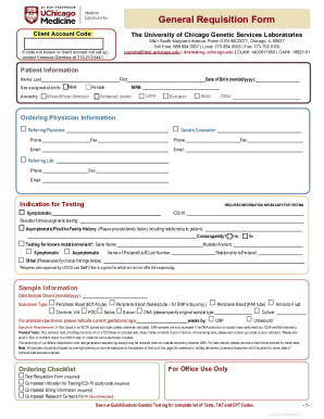 Fillable Online dnatesting uchicago Requisition Form - UChicago Genetic ...