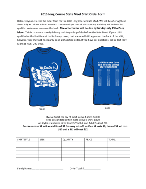 Fillable Online Long Course State Meet Apparel Order Form Fax Email ...