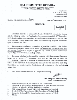 Fillable Online hajcommittee gov Last date of submission of Haj ...