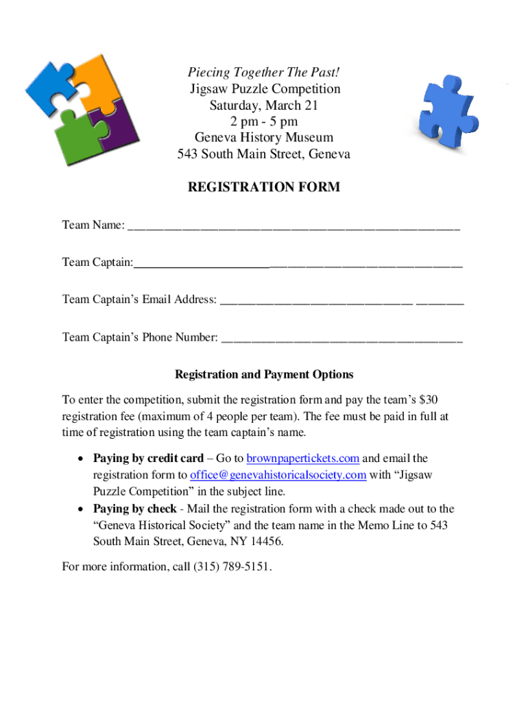 Fillable Online Piecing Together The Past: Jigsaw Puzzle Competition Fax Email Print - pdfFiller