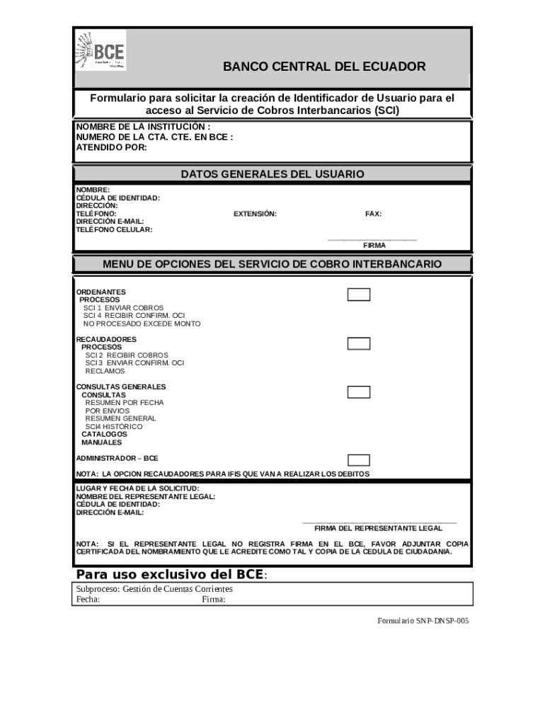 acceso al Servicio de Cobros Interbancarios (SCI) Doc Template | pdfFiller