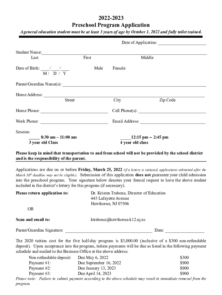 Fillable Online Updated Preschool Enrollment Form 2022-2023.pub Fax ...