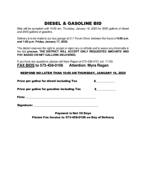 Fillable Online DIESEL & GASOLINE BID Fax Email Print - pdfFiller