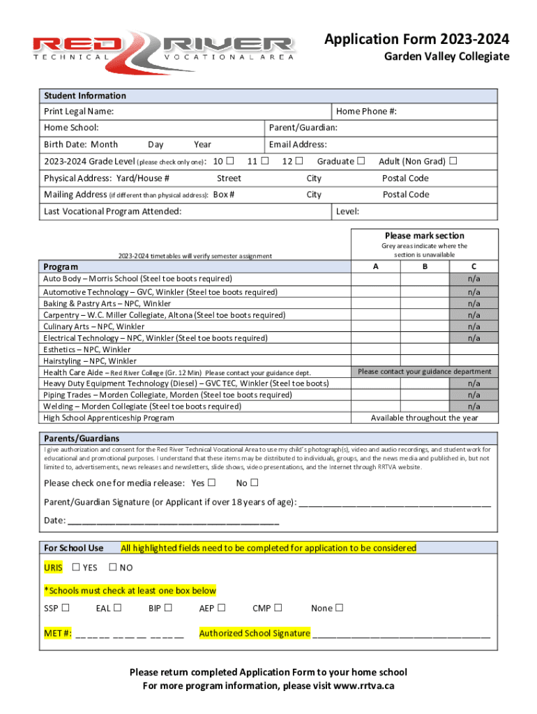 Fillable Online Application Form 2023-2024 Fax Email Print - pdfFiller