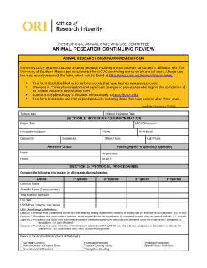Animal Continuing Review. IACUC Doc Template | pdfFiller