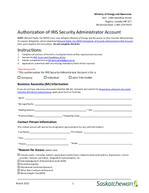 Fillable Online Application for IRIS Security Administrator Account ...