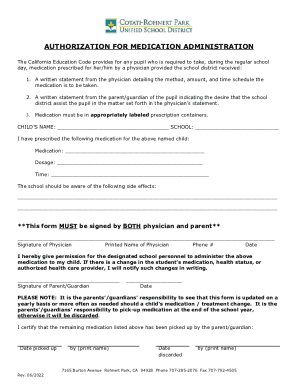 Fillable Online Authorization for Medication Administration at School ... Fax Email Print ...