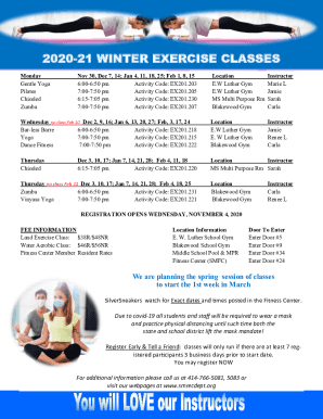 Fillable Online South Run Rec Center Drop-In Fitness Schedule Fax Email ...