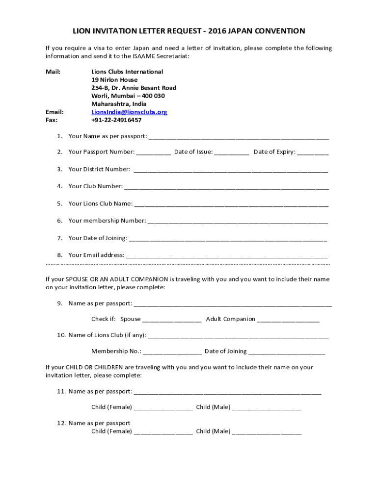 Fillable Online Get the free lions invitation latter form - lionsclubs ...