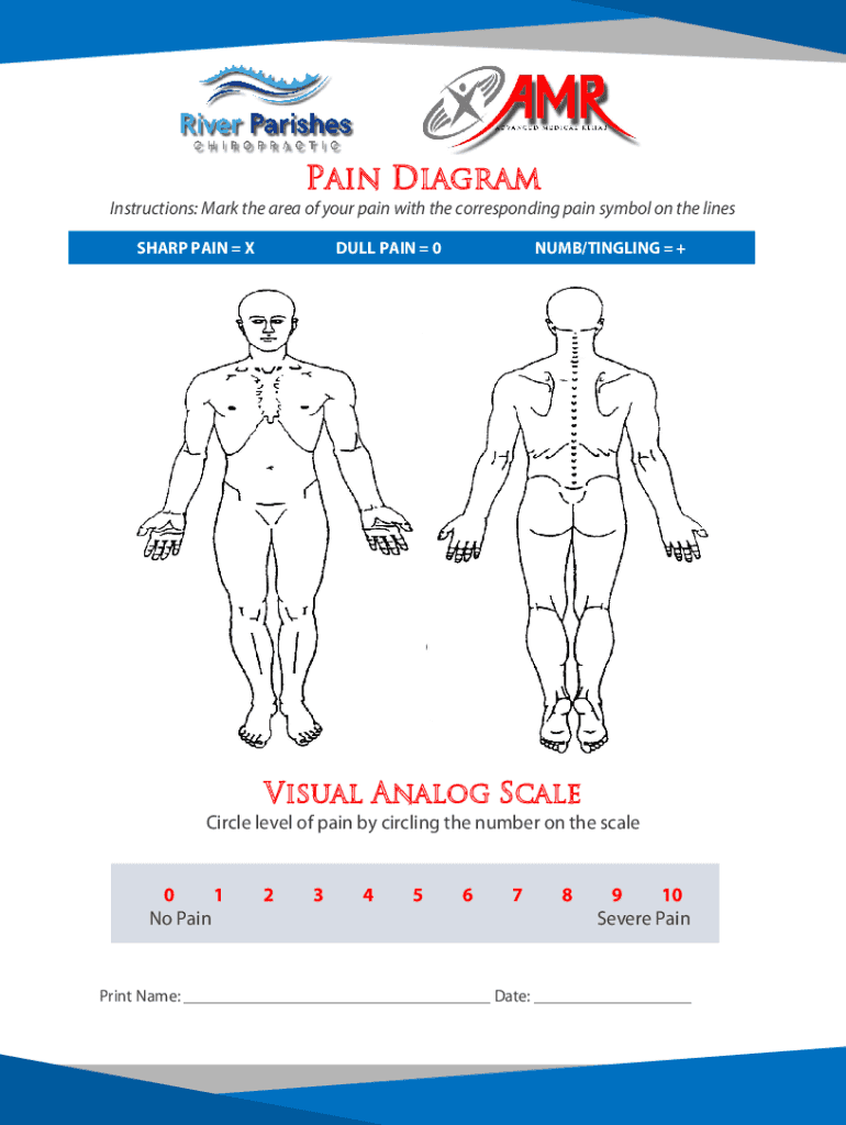 Fillable Online Instructions: Mark the area of your pain with the corresponding pain symbol on ...