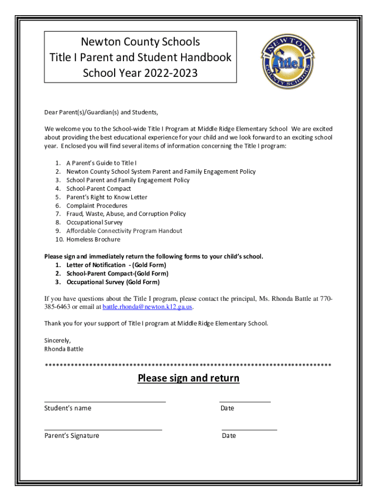 Fillable Online Title I - Indian Creek Middle School Fax Email Print ...