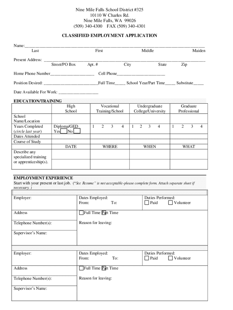 Fillable Online District Detail for Nine Mile Falls School District ...