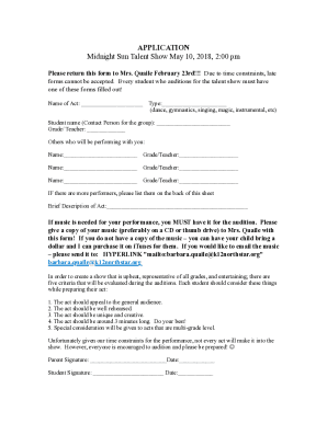 Fillable Online Talent Show Application Fax Email Print - pdfFiller