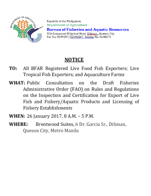 Fillable Online Notice to the Public Draft Fisheries Administrative ...