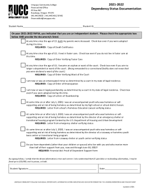 Fillable Online Dependency Status Documentation Fax Email Print - pdfFiller