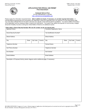 Fillable Online APPLICATION FOR SPECIAL USE PERMIT First Amendment Fax ...