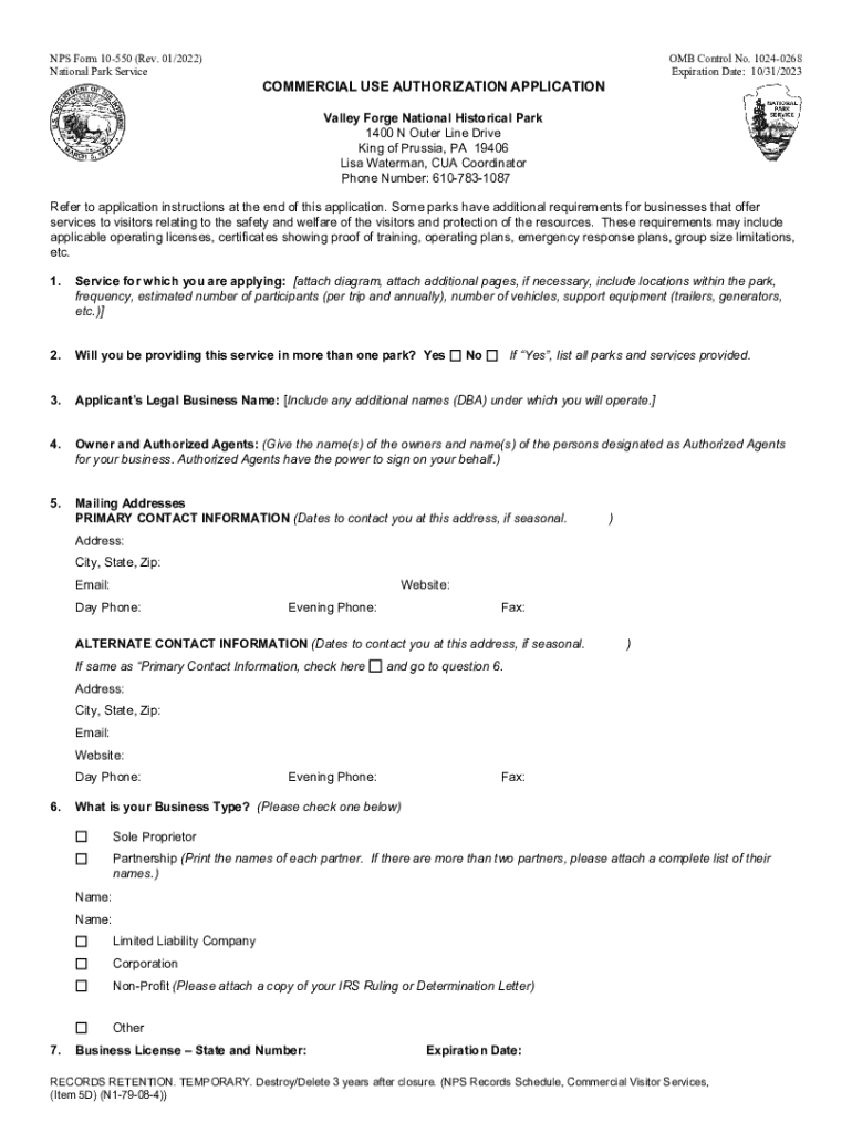 Fillable Online Commercial Use Authorization application Fax Email Print - pdfFiller