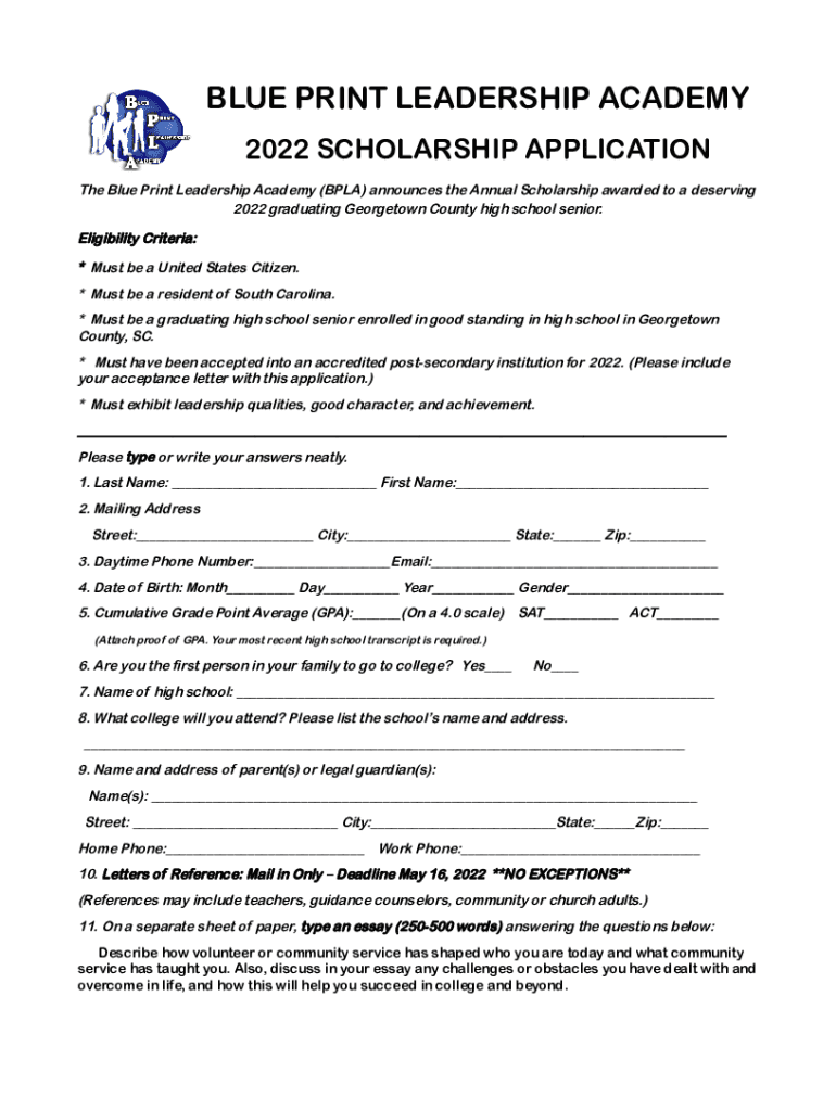 Fillable Online Welcome to Blueprint Leadership Academy Fax Email Print ...