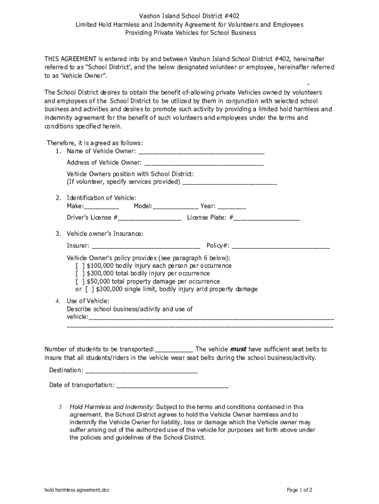 Fillable Online THIS AGREEMENT is entered into by and between Vashon Island Sch Fax Email Print ...