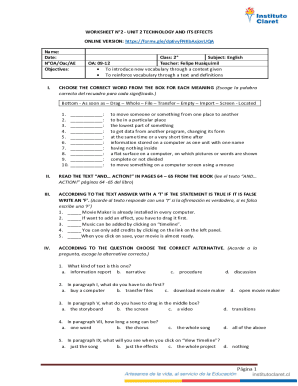 Fillable Online worksheet n2 - unit 2 technology and its effects Fax Email Print - pdfFiller