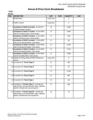 Fillable Online Annex B Price Form Breakdown Fax Email Print - pdfFiller
