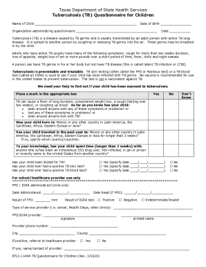Fillable Online C.55 TB Questionnaire - Name of Child - Foster Care ...