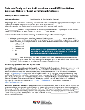 Fillable Online Employee Notice Template - Colorado FAMLI Fax Email ...