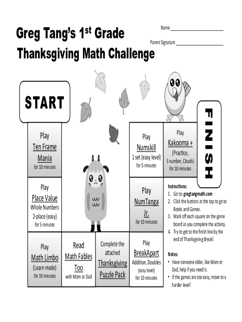 Fillable Online Greg Tang's 1st Grade Fax Email Print - pdfFiller