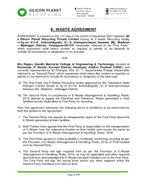 Fillable Online E- WASTE AGREEMENT Fax Email Print - pdfFiller