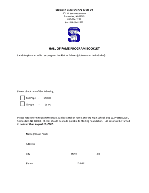 Fillable Online HALL OF FAME PROGRAM BOOKLET Fax Email Print - pdfFiller