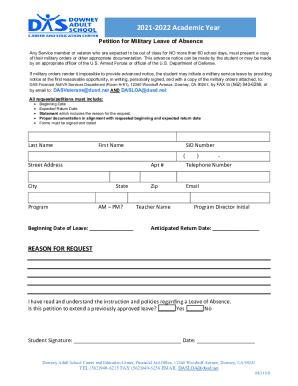 Fillable Online Military Leave of Absence - Veterans - Penn State Fax ...