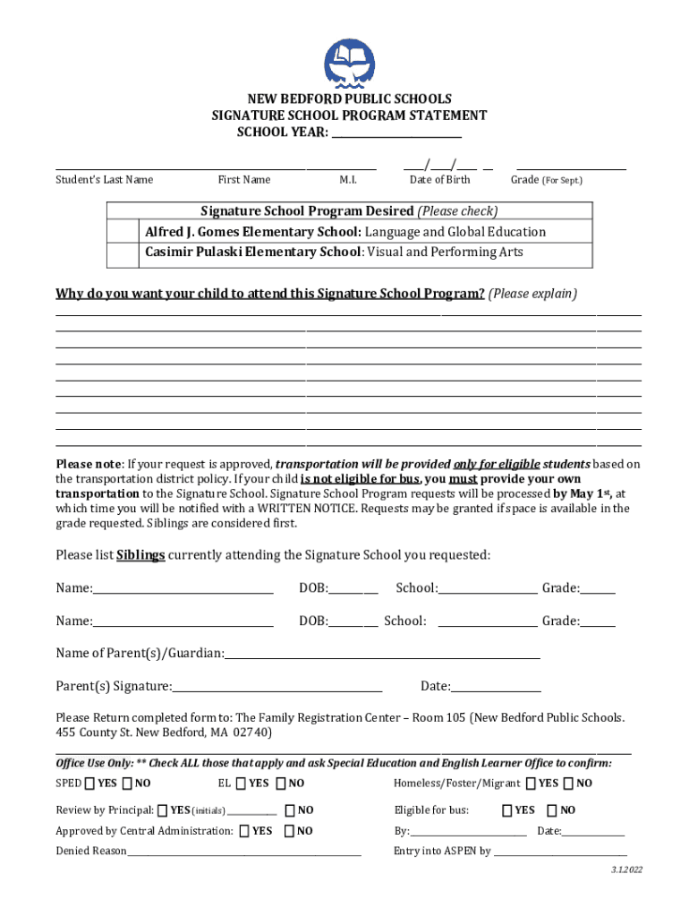 Fillable Online Change of School Assignment/School Choice Fax Email Print - pdfFiller